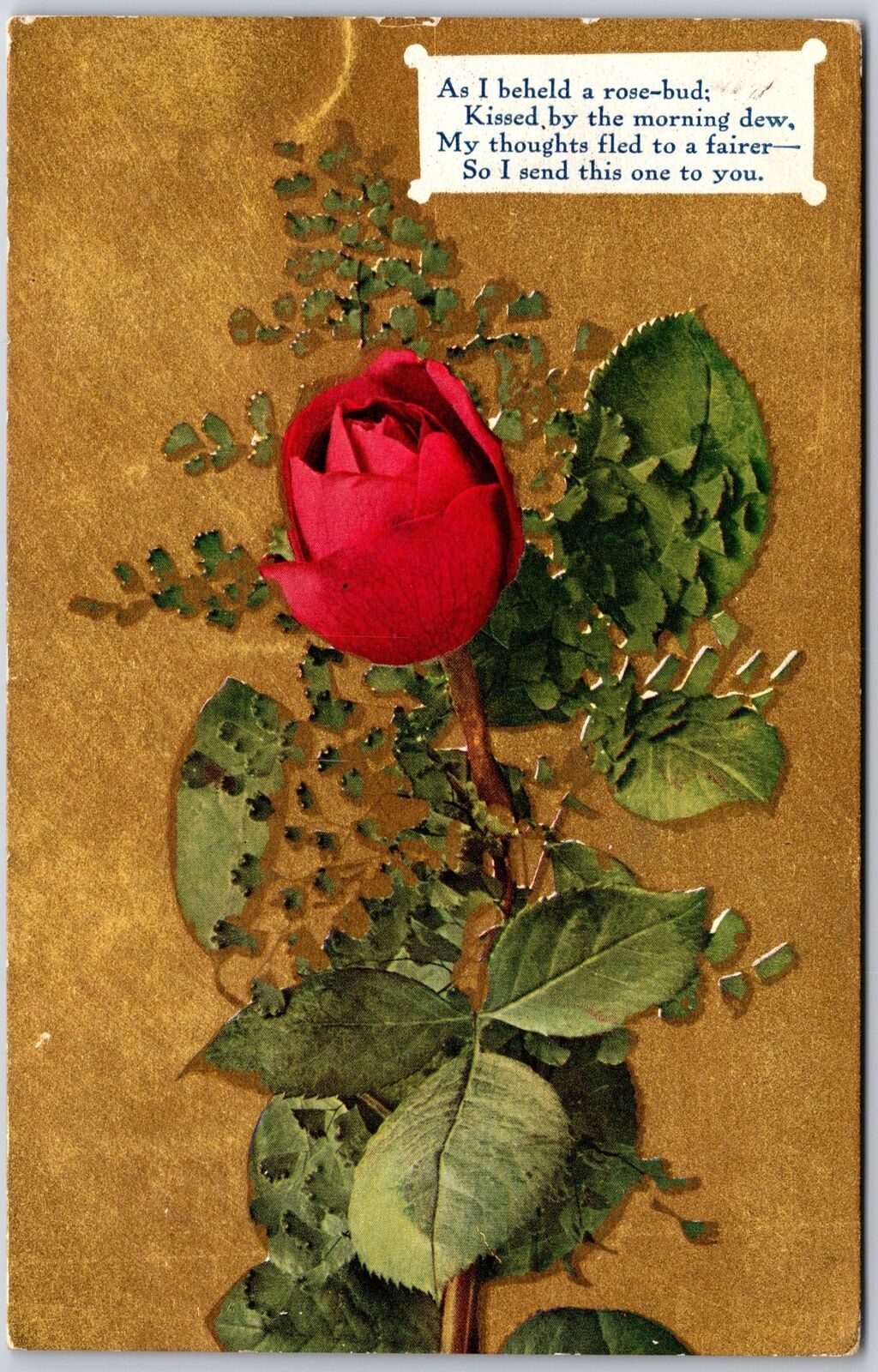 1909 Love Poem with Red Rose Gold Background As I Behold A Rose Posted ...