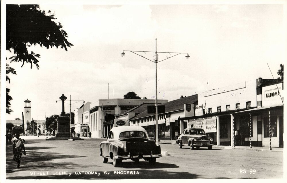 south rhodesia, GATOOMA, Street Scene, Cars (1940s) RPPC Postcard ...