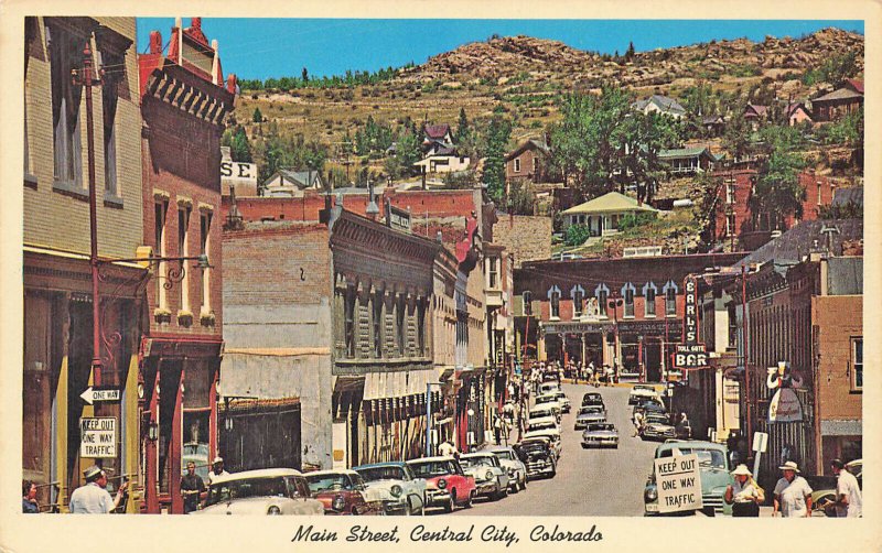 Central City CO Main Street Storefronts Mountain In Back, Postcard ...