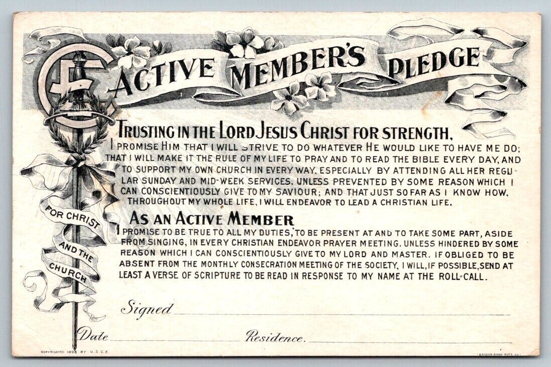 Jesus Christ Active Member's Pledge Unused Postcard | Other / Unsorted ...
