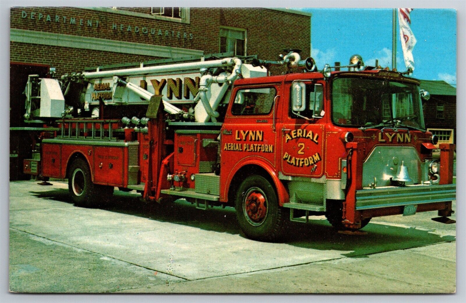 1972 Mack Aerialscope Fire Engine Truck Lynn MA Fire Dept Postcard R3 ...