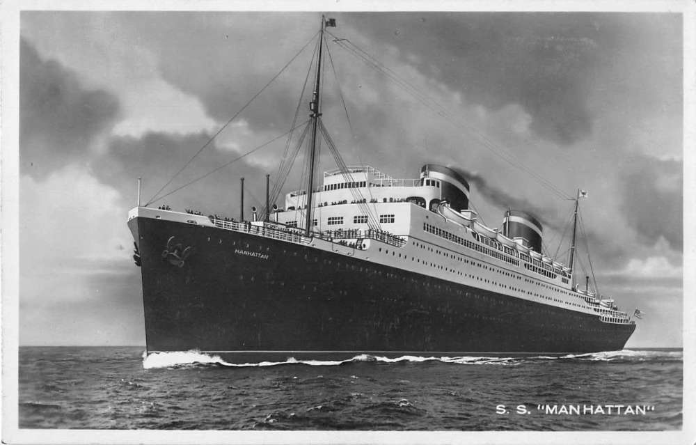 SS Manhattan United States Line At Sea Real Photo Antique Postcard ...