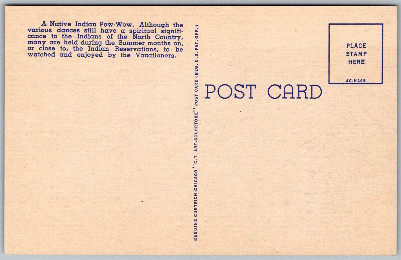 Vtg Native American Indian Pow Wow North Country 1950s Linen Postcard ...