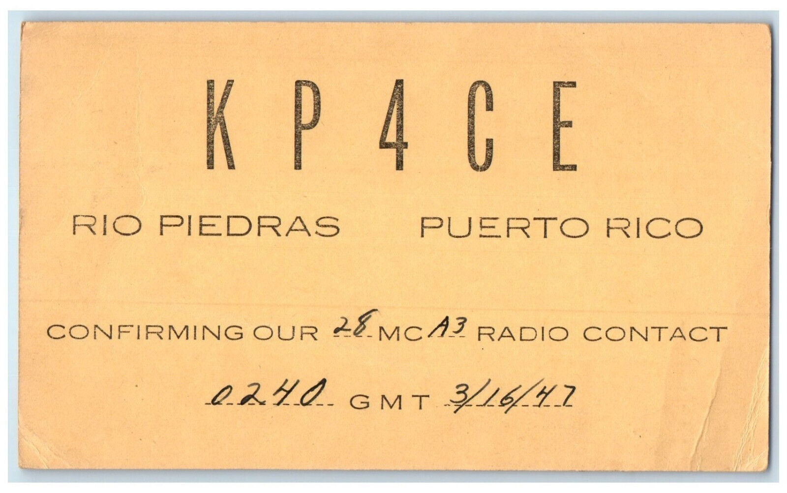 1947 Ham Radio KP4CE Rio Piedras Paul Herman Radio Lab Puerto Rico ...