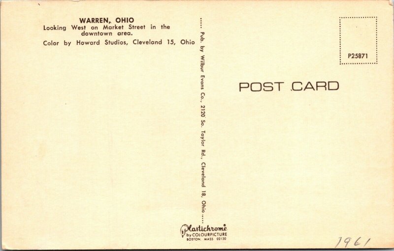 1950's Downtown Warren Street Scene Cars Storefronts Blurred OH VTG ...