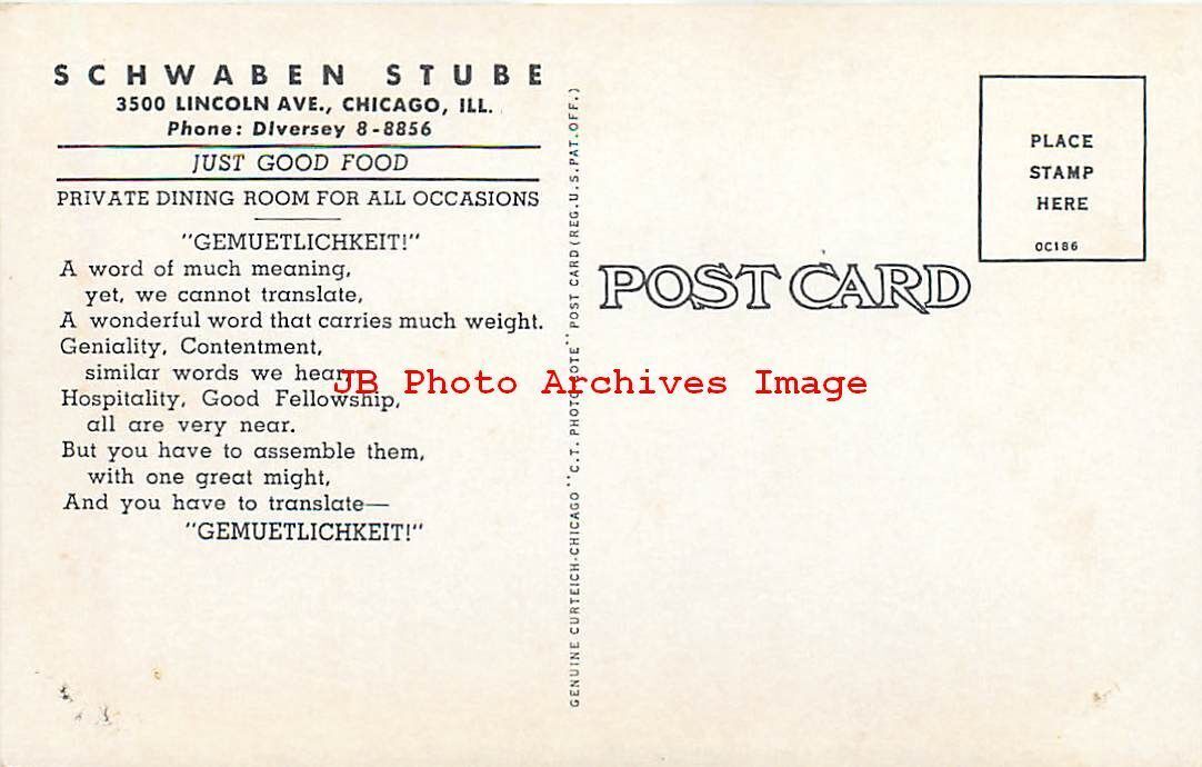 IL, Chicago, Illinois, Schwaben Stube Restaurant, Interior, Curteich No ...