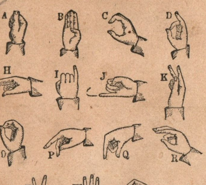 1880s Sign Language Card Alphabet F49 | Ephemera - Chromo & Printed ...