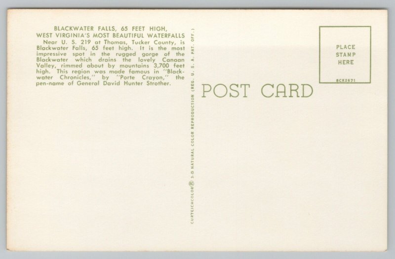 Thomas Tucker County West Virginia~Blackwater Falls~Vintage Postcard ... Thomas Tucker County West Virginia~Blackwater Falls~Vintage Postcard ...