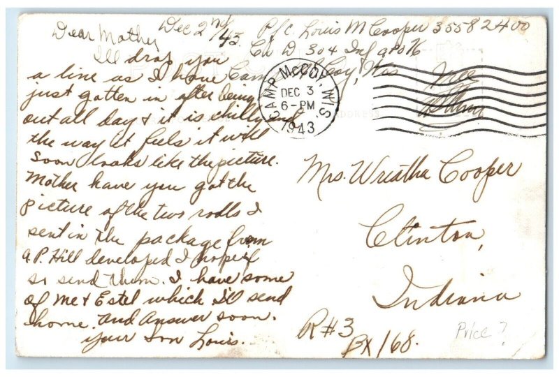 Skunk Bluff Tomah Wisconsin Soldier Mail WW2 Camp McCoy WI RPPC Photo ...