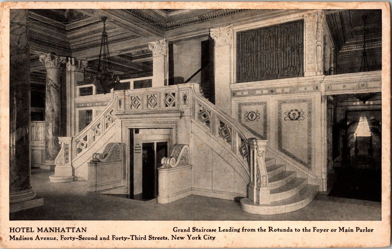 Hotel Manhattan Grand Staircase Rotunda Foyer Main Parlor New York City ...