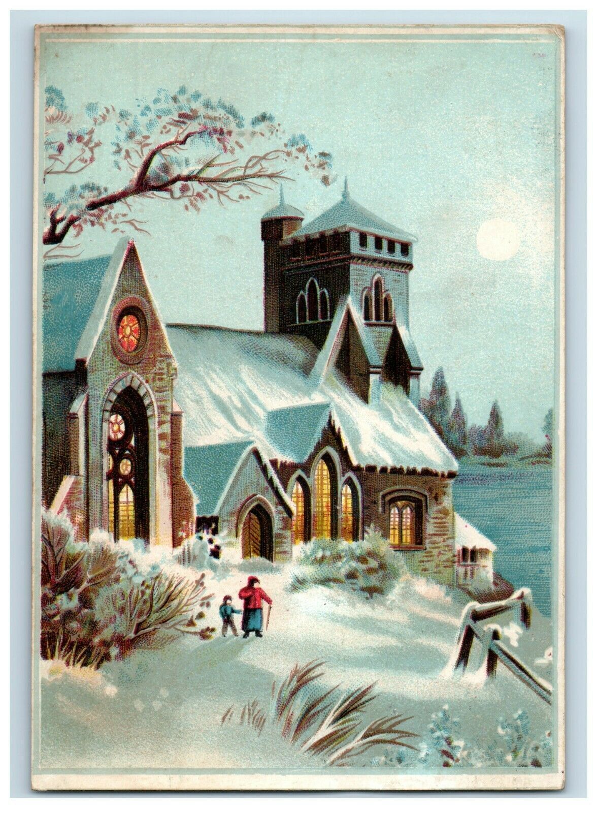 1880's Malena Cure-All Quack Medicine Winter Scene Moon Snow Church 7N ...