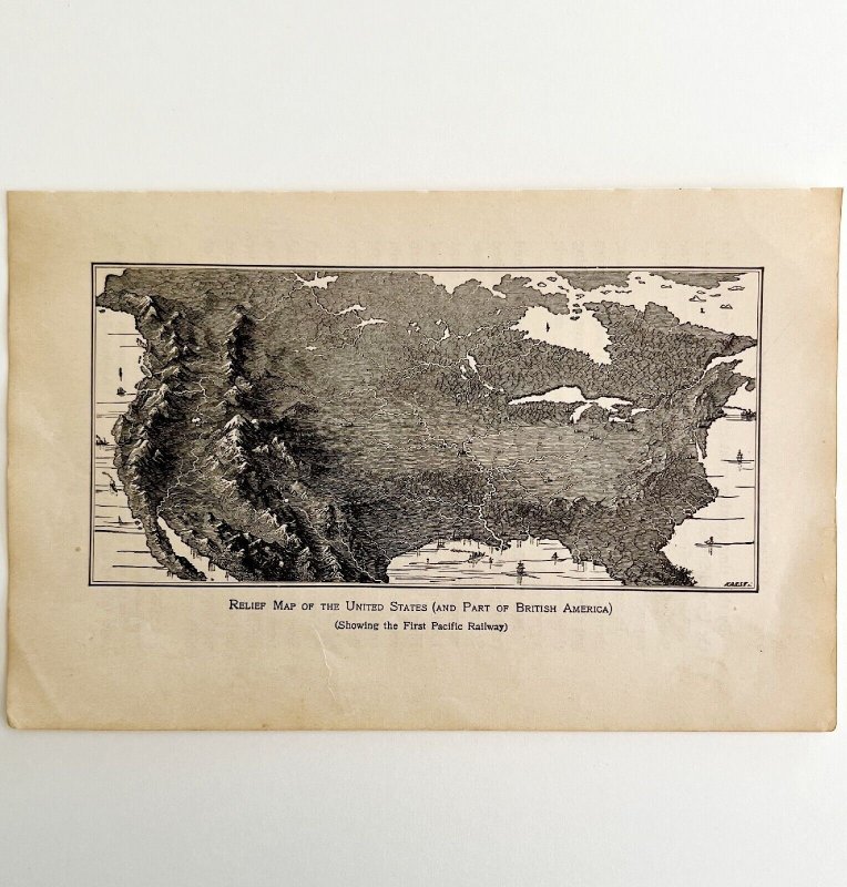 1904 Map First Pacific Railway Of United States History Railroad Print ...