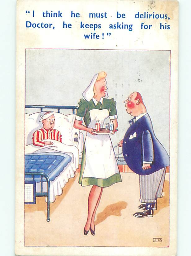 Pre-Linen Slight Risque Interest SEXY NURSE ATTENDS TO MAN IN BED ...