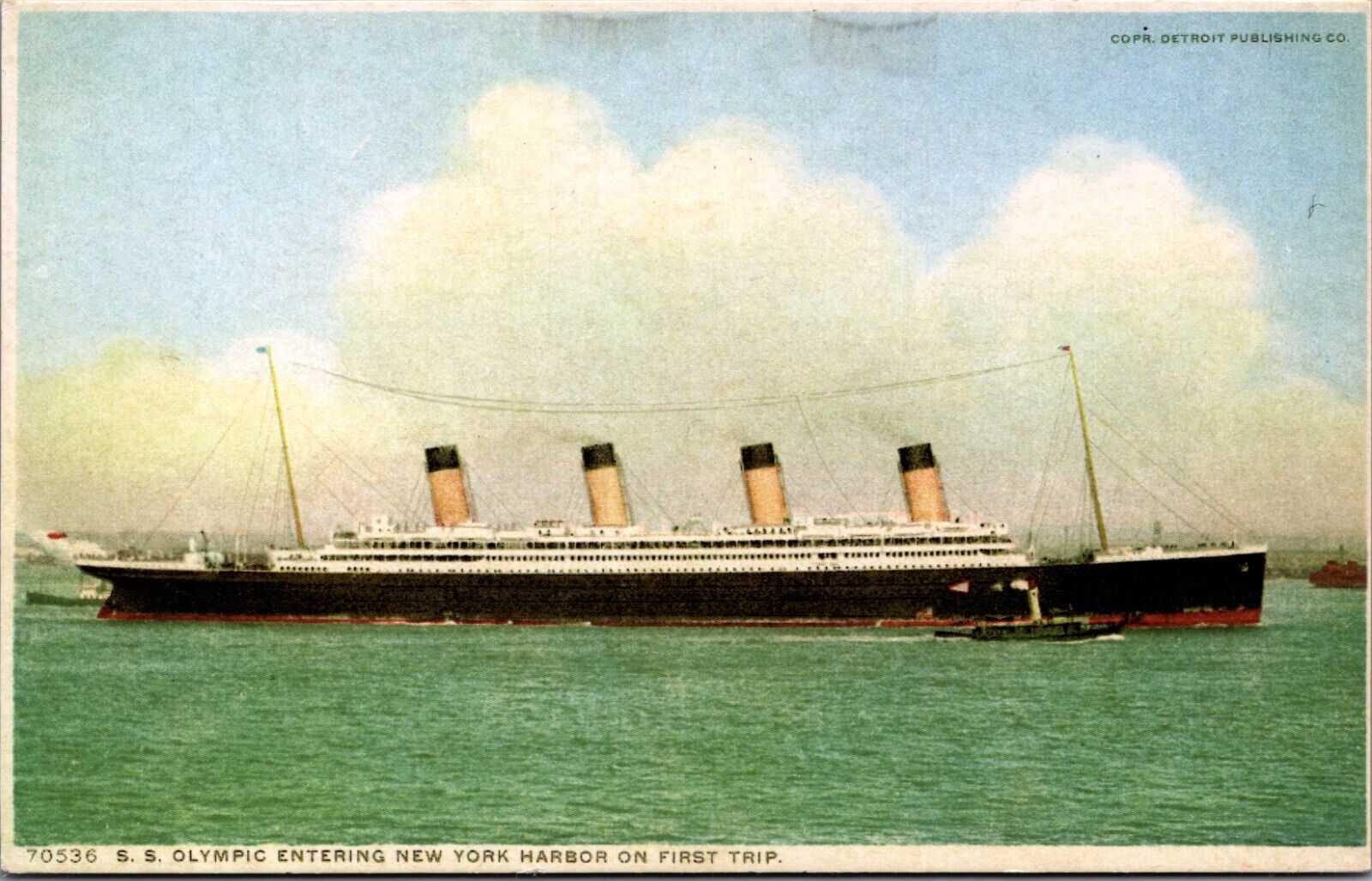 SS Olympic Entering New York Harbor On First Trip Steamer Ship Postcard ...