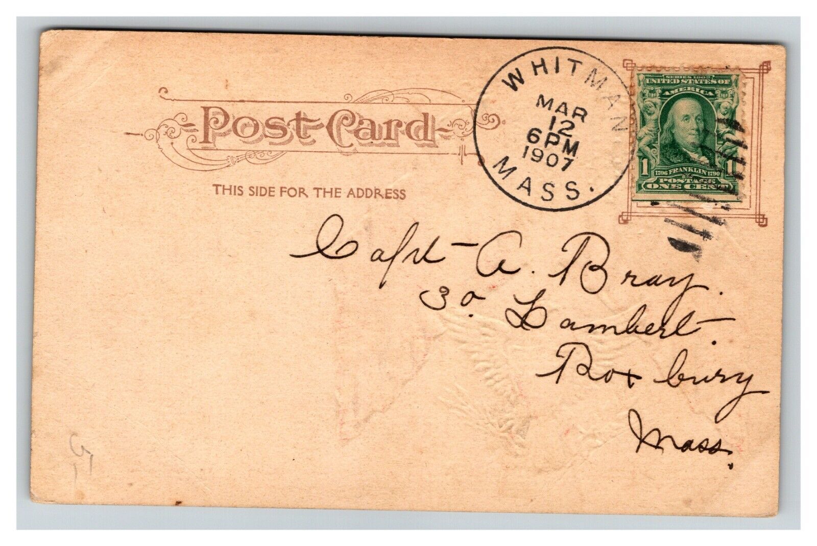 Vintage 1907 Postcard American and Canadian Flag Patriotic Alliance ...