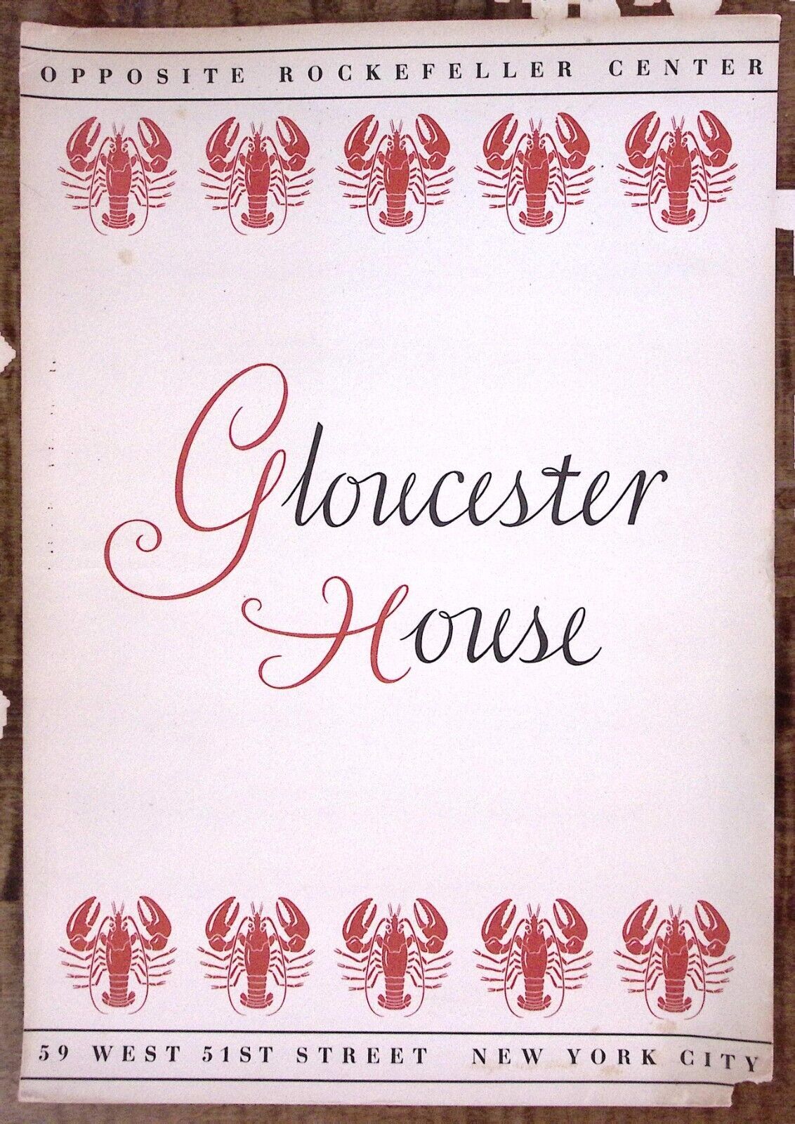 1940s Gloucester House Restaurant Menu New York City Rockefeller Center ...