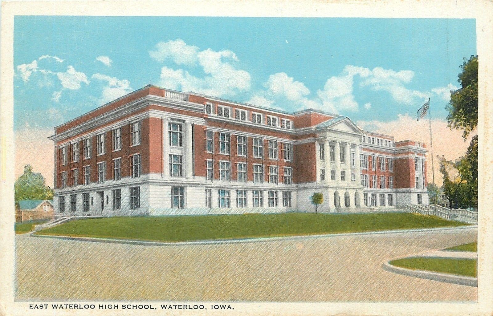 Waterloo Iowa~East High School~Flag~1940s Postcard | United States ...