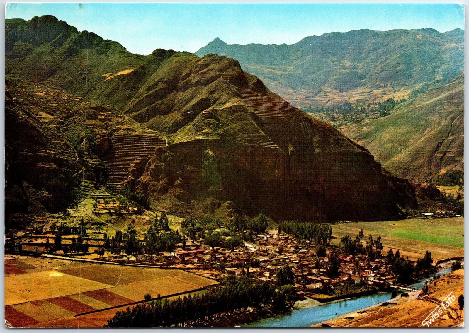Vintage Continental Sized Postcard the Village on the River Urubamba ...