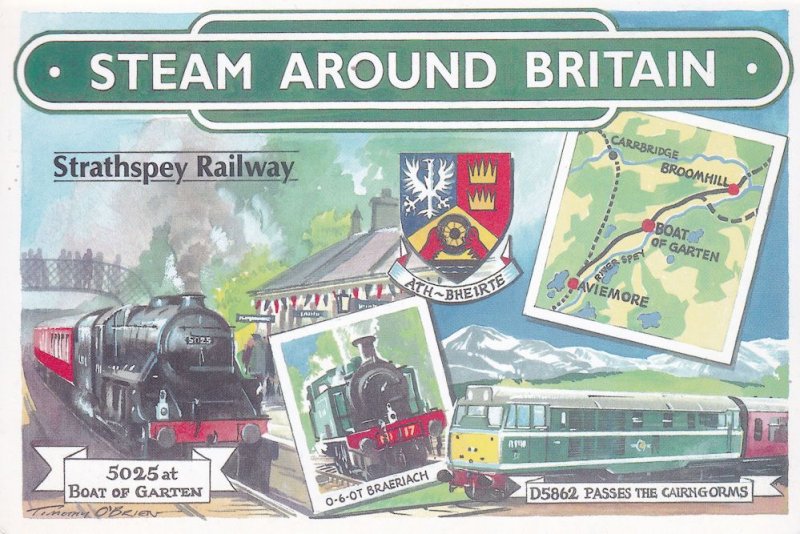 Strathspey Railway Boat Of Garten Train Map Cairngorms Postcard ...