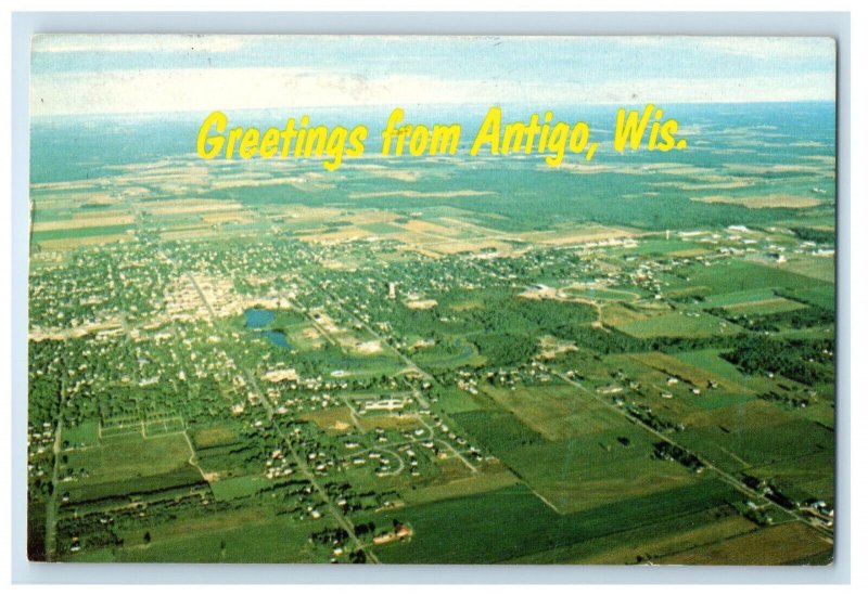 1980 Aerial View of Antigo Wisconsin Greetings from Antigo WI Postcard ...