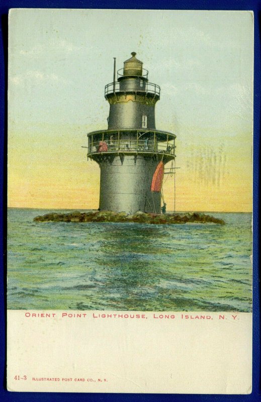 Orient Point Lighthouse Long Island LI New York old postcard | United ...