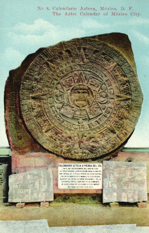 Vintage Postcard Calendario Azteca Aztec Calendar Of Mexico City ...