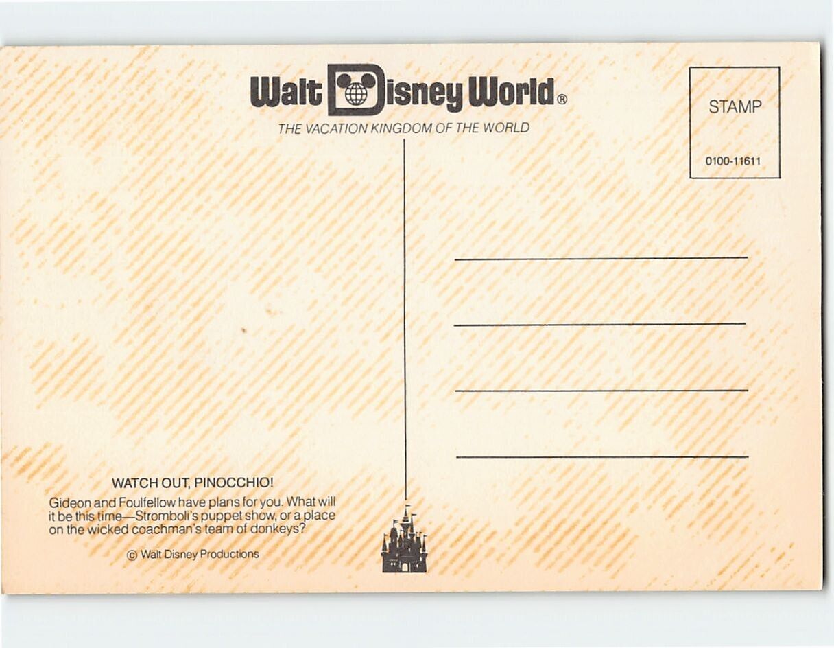 Postcard Watch Out, Pinocchio!, Walt Disney World, Orlando, Florida ...