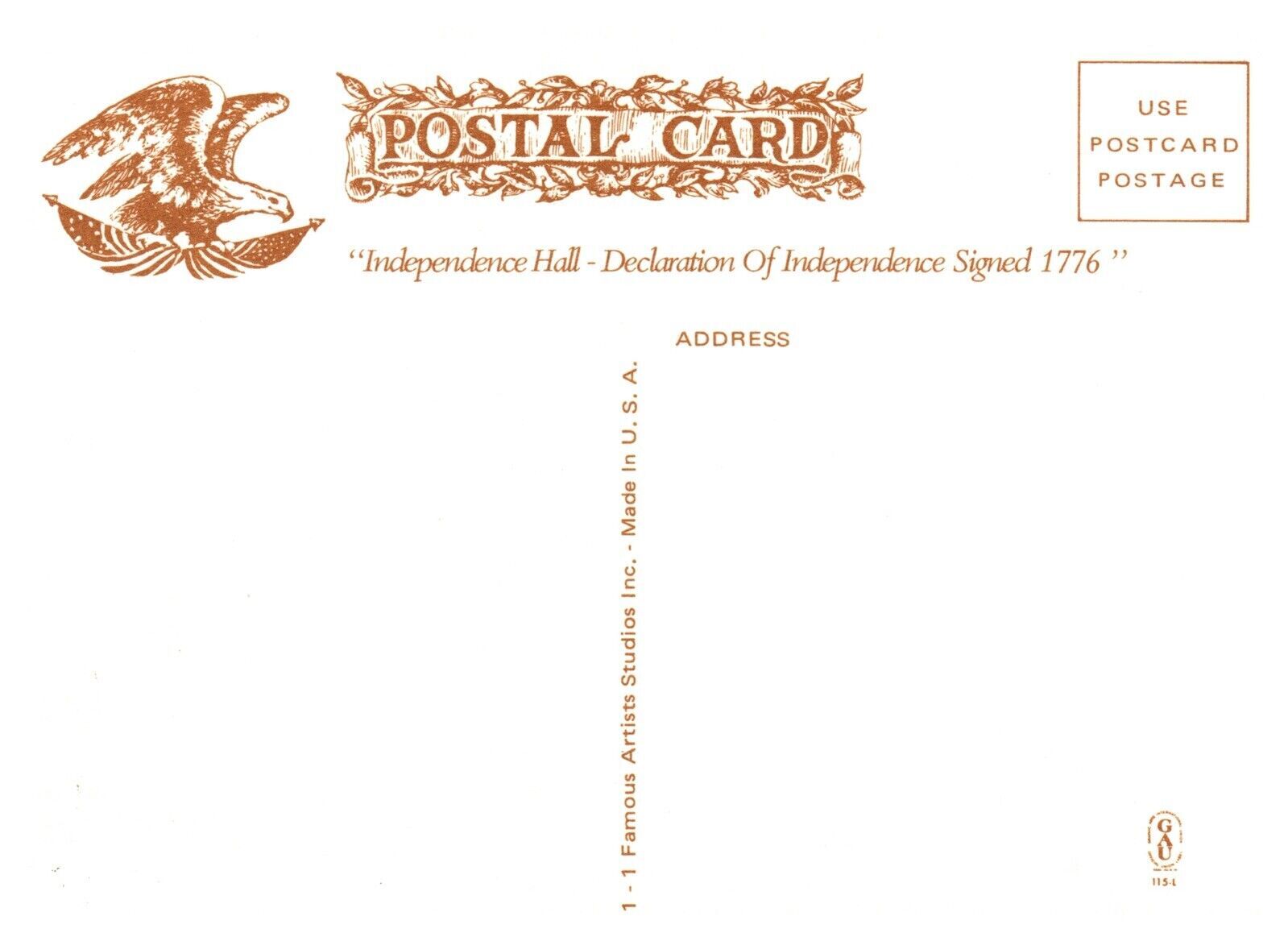 Independence Hall Declaration Of Independence Signed 1776 Unp Chrome ...