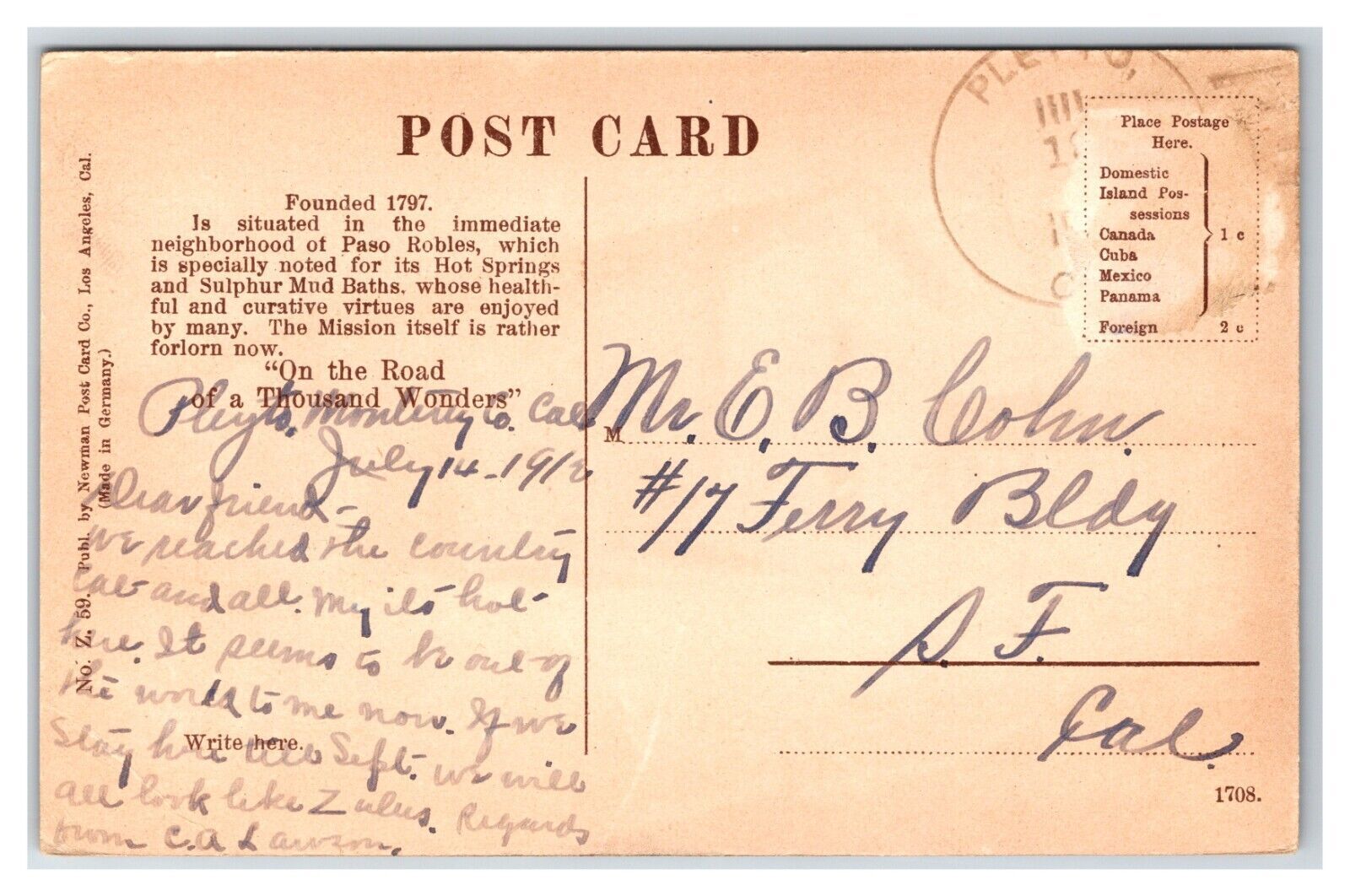 Mission San Miguel Arcángel San Miguel CA California DB Postcard S24 ...