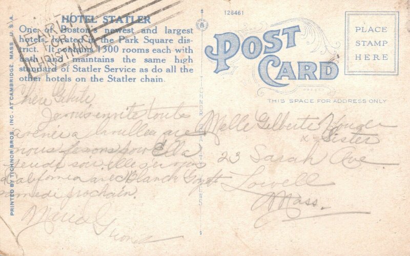 Vintage Postcard 1930's Hotel Statler & Statler Building Boston MA ... Vintage Postcard 1930's Hotel Statler & Statler Building Boston MA ...