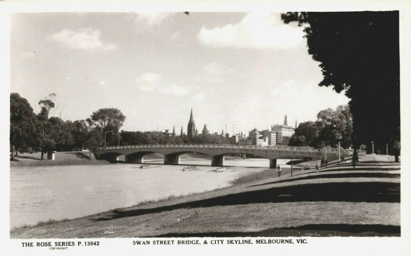 Australia Swan Street Bridge City Skyline Melbourne Victoria Vintage ...