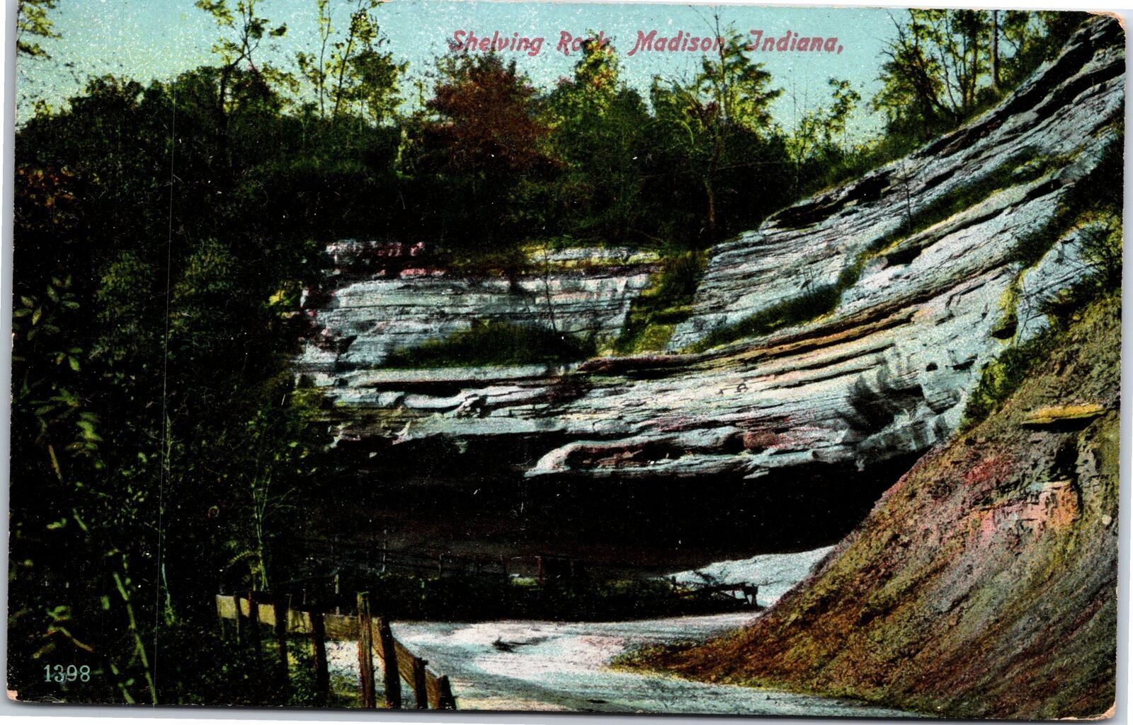 Vintage Postcard Made in Germany Scene Shelving Rock at Madison Indiana ...
