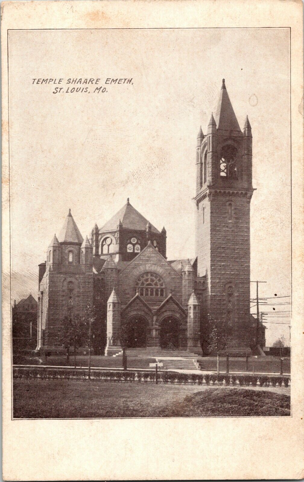 c1905 Temple Shaare Emeth Building Complex St Louis MO Undivided Back ...