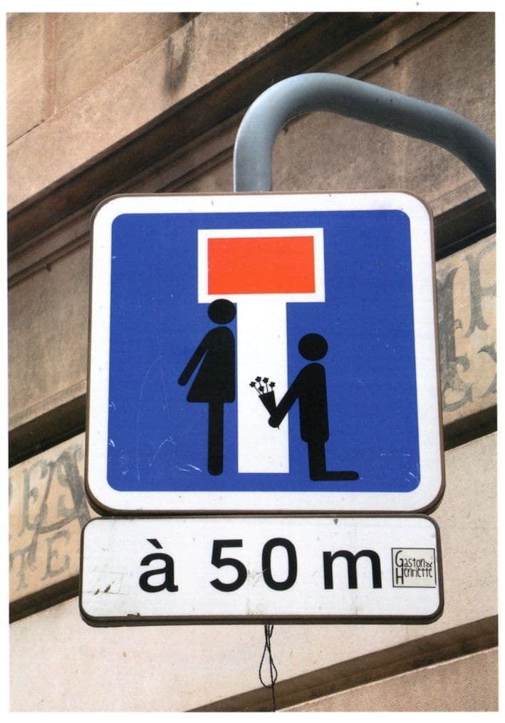 French Traffic Sign Graffiti Into Romantic Avignon Street Art Postcard ...