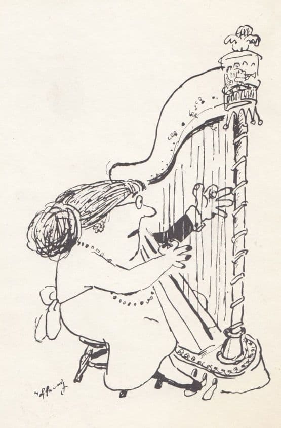 Elderly Lady Playing The Harp Gerard Hoffnung Musical Cartoon Comic ...