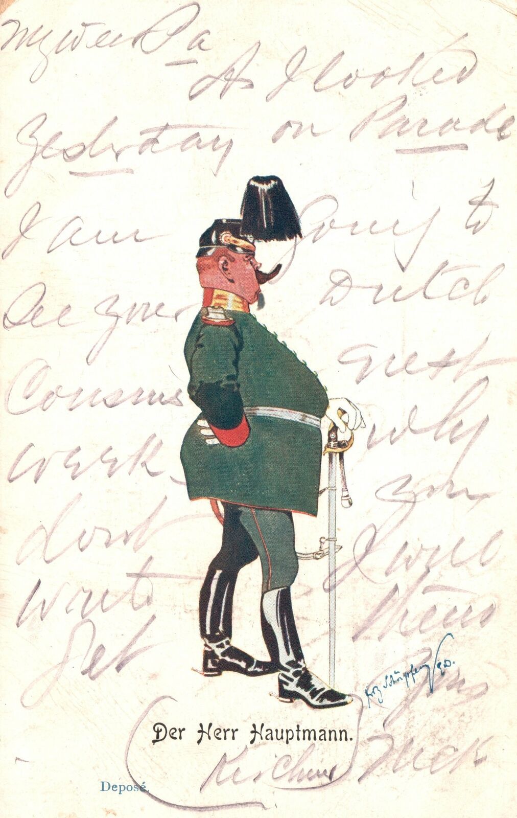 Vintage Postcard Der Herr Hauptmann Comic Remembrance Card | Other ...