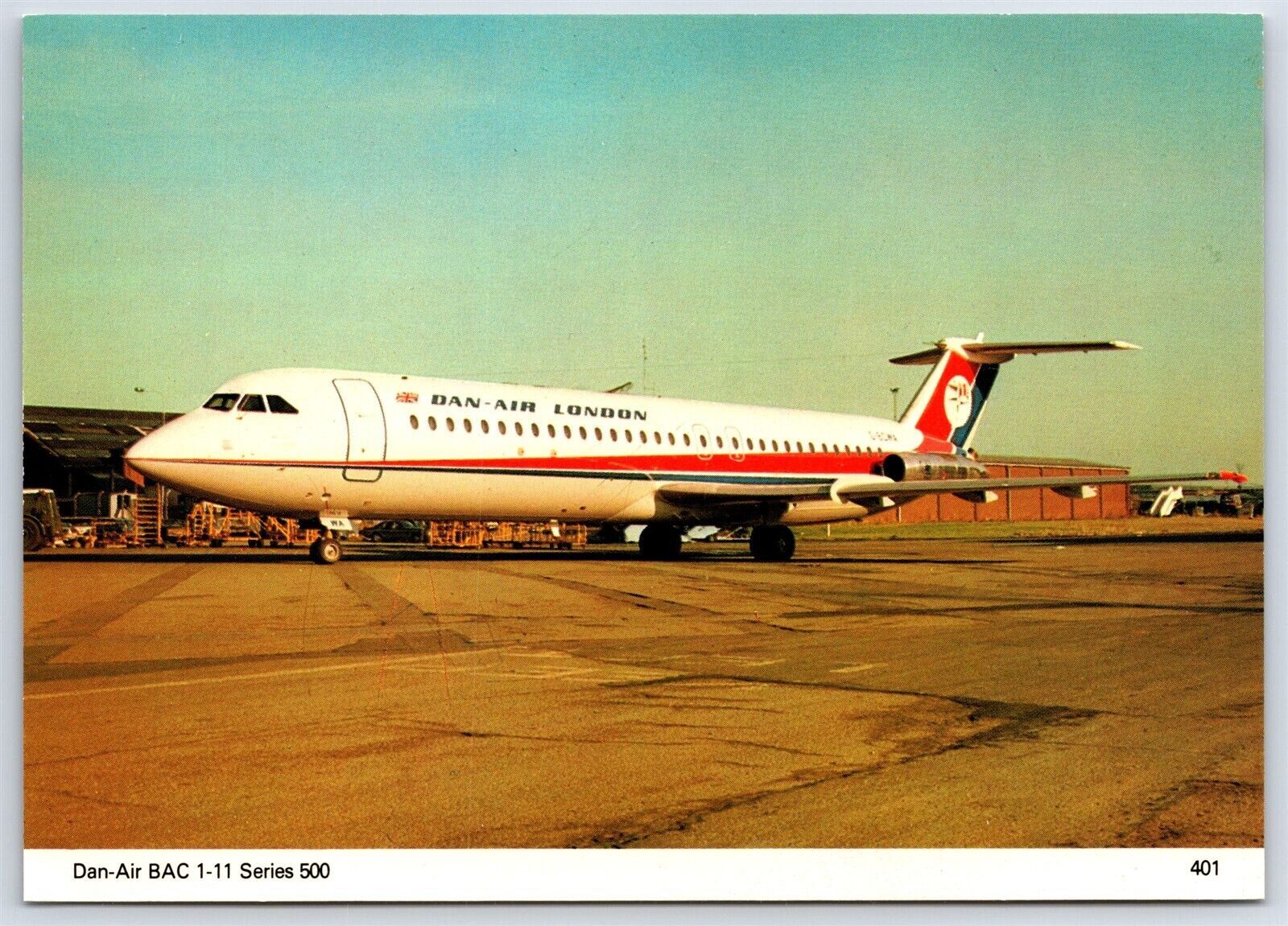 Airplane Postcard Dan-Air Airlines Airways BAC1-11 500 Plane Stats ...