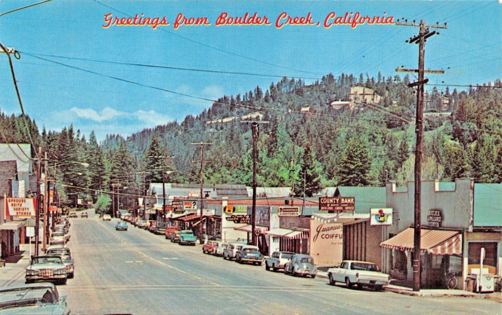 Boulder Creek California~Main Street-Heart of Redwoods-Greetings From ...