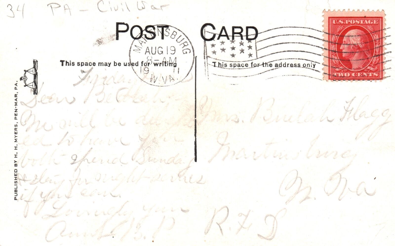 Vintage Postcard 1911 Gettysburg Valley from Monterey Blue Ridge ...