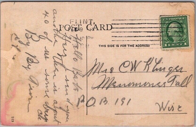 Vintage FLINT, Michigan Postcard "CITY HALL" Building Front View / 1917 ...