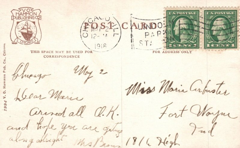 Vintage Postcard 1918 View of The City Hall Square Building Chicago ...