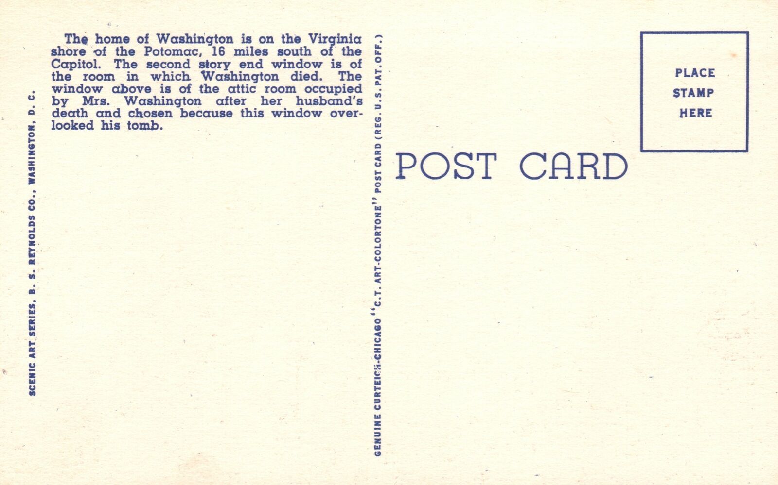 Vintage Postcard 1920's George Washington's Mansion Mount Vernon ...