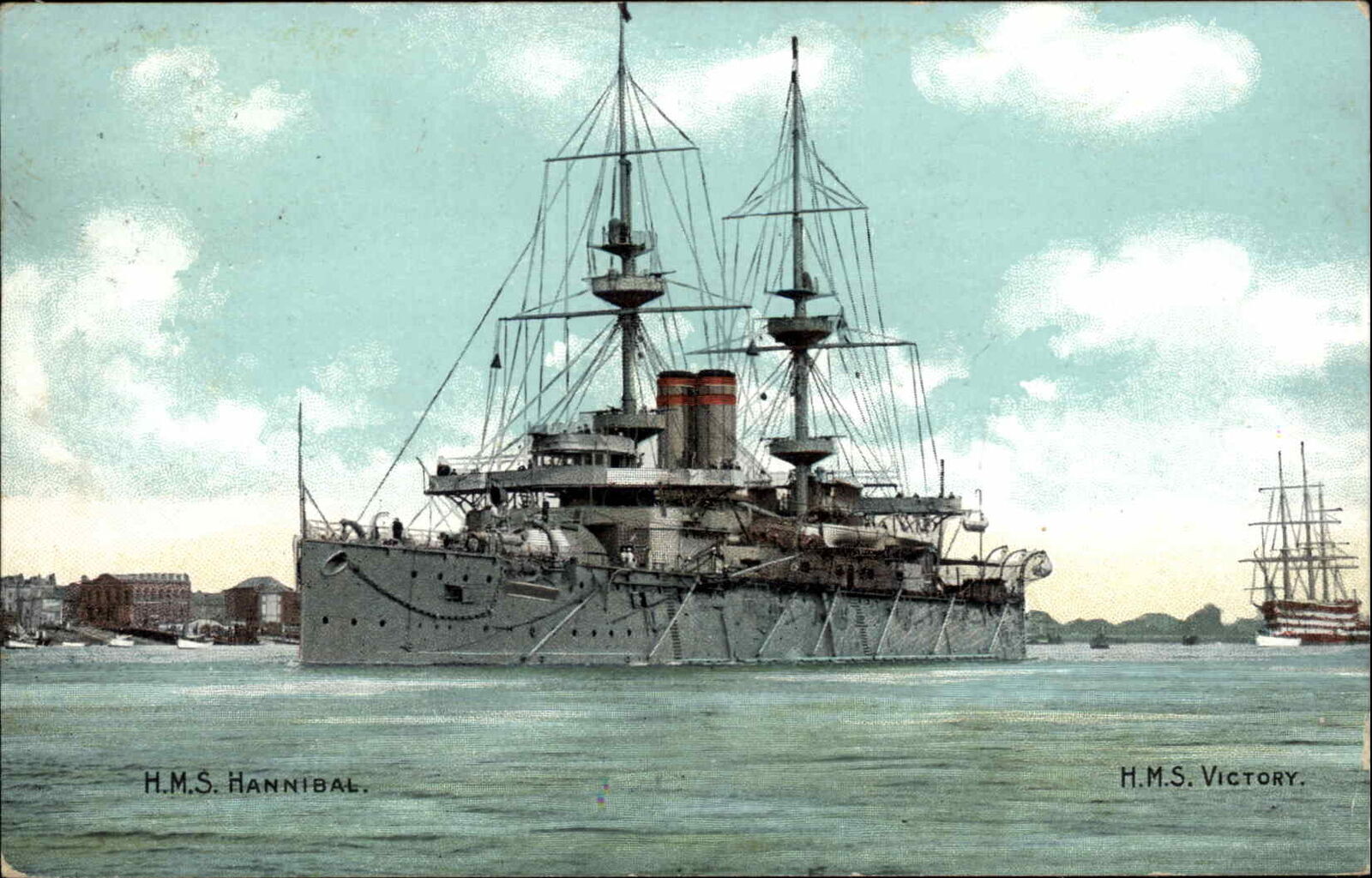 Vintage BRITISH NAVY HMS Hannibal and HMS Victory CRUISERS BATTLESHIPS ...