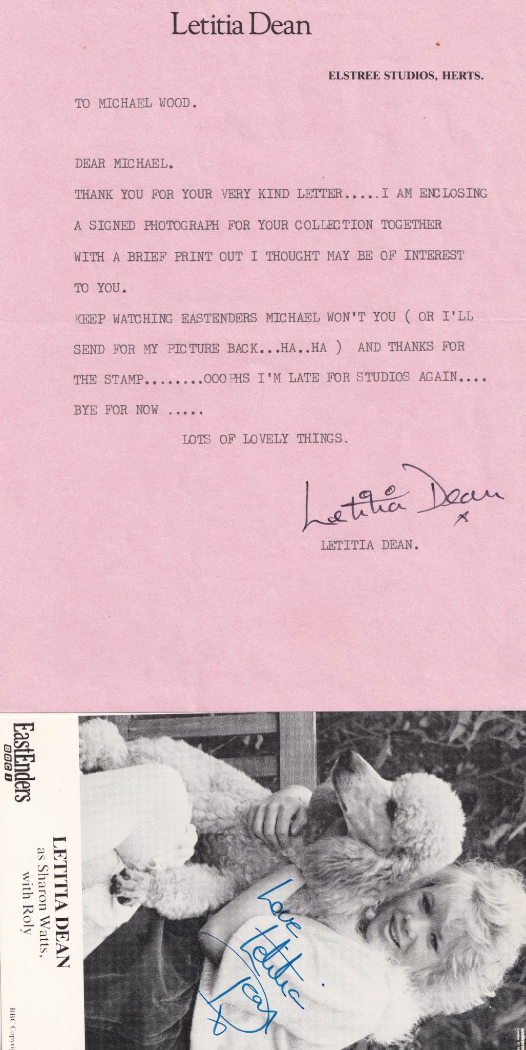 Letitia Dean as Sharon Watts BBC Eastenders Hand Signed Photo & Old ...