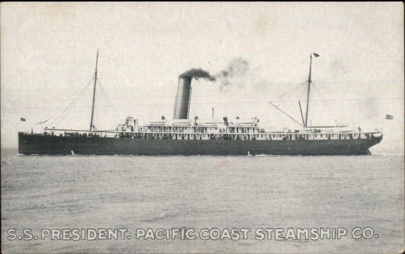 SS President Pacific Coast Steamship Co c1910 Postcard EXC COND ...