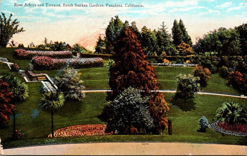 California Pasadena Busch Sunken Gardens Rose Arbors and Terraces 1935 ...