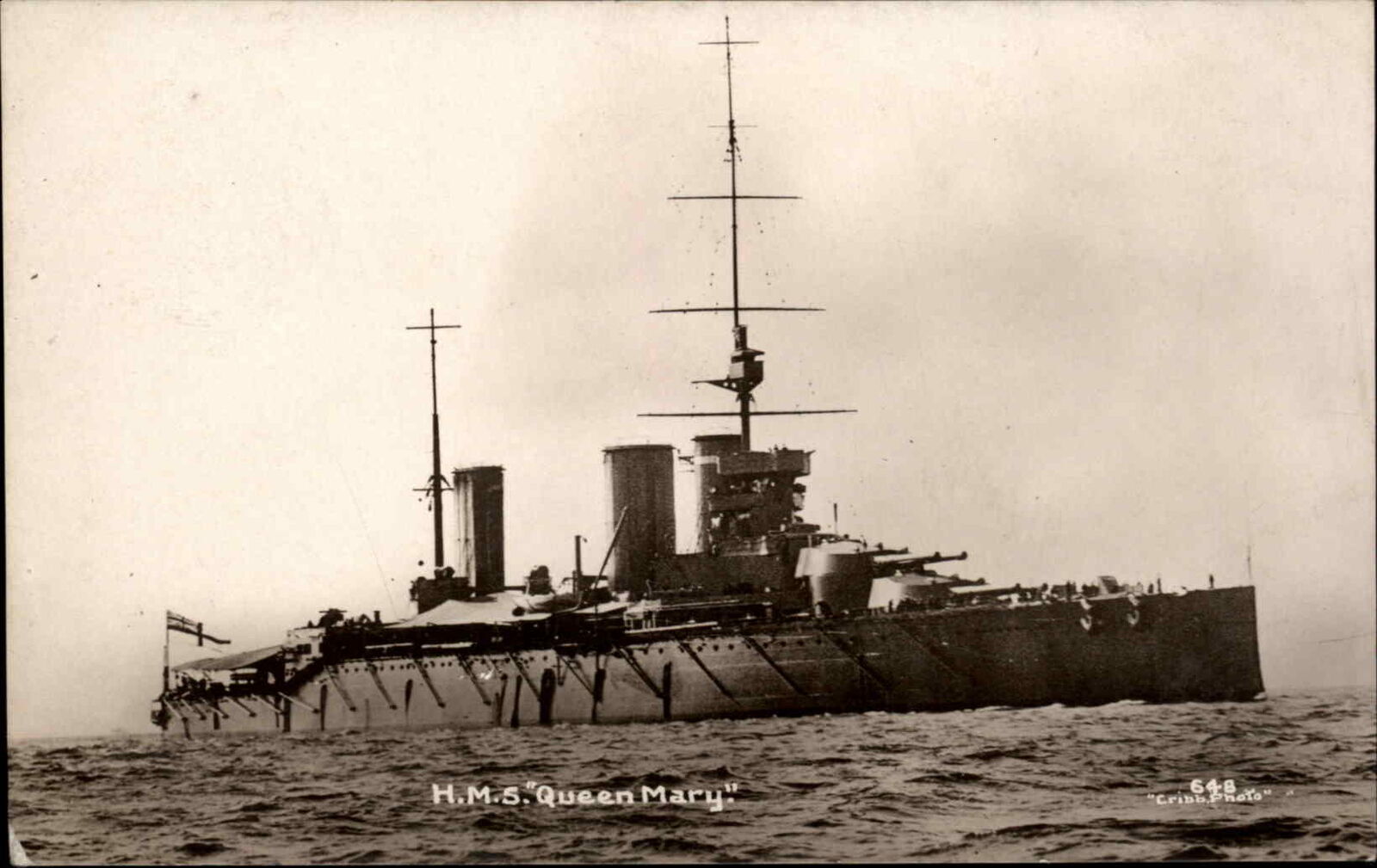 Vintage RPPC British Navy BATTLESHIP HMS Queen Mary Real Photo | Other ...