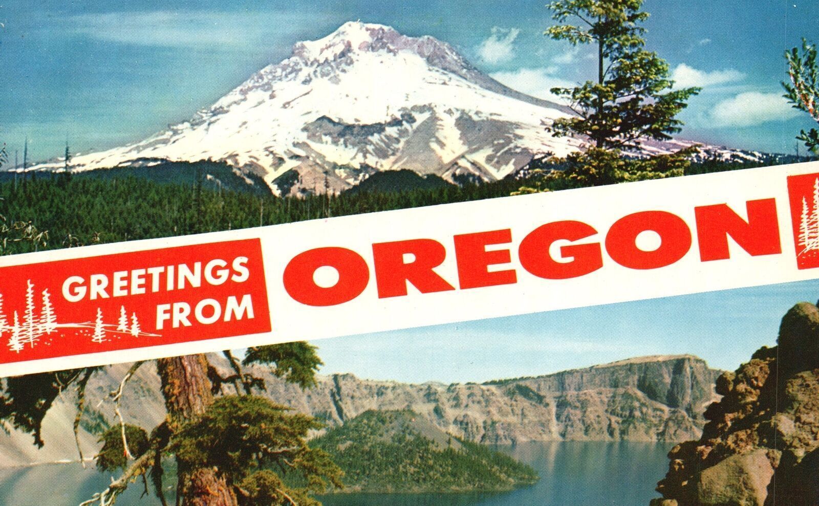 Vintage Postcard Multi Views Mountain Hood and Crater Lake Oregon ...