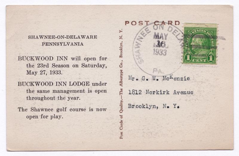 Antique 1933 Buckwood Inn & Country Club Golf Course Shawnee on the ...