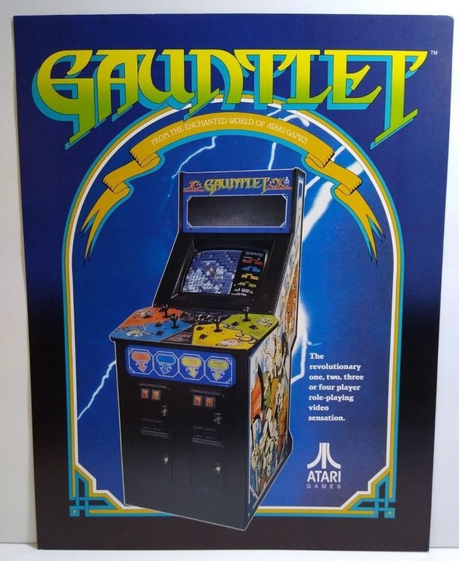 Gauntlet Arcade Flyer Original 1985 Video Game Art Promo Sheet Retro 8. ...